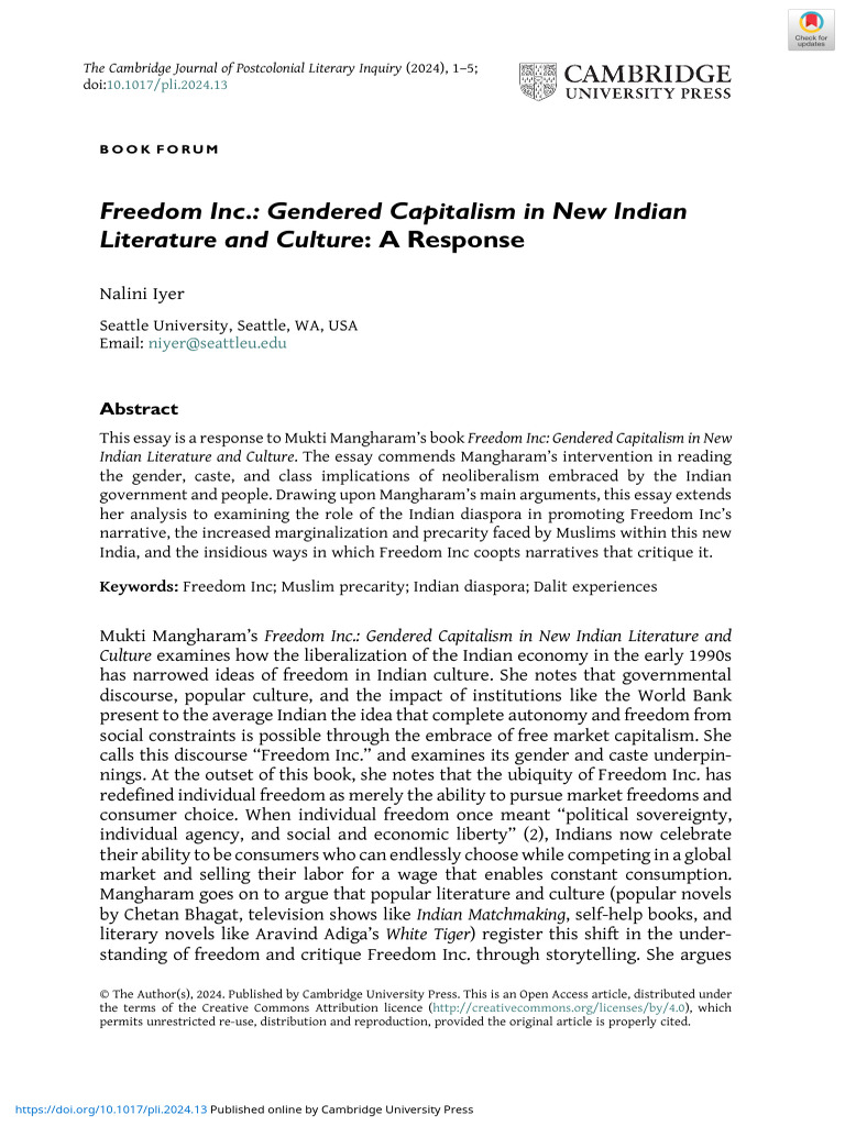 Freedom Inc Gendered Capitalism in New Indian Lite | PDF | Human ...