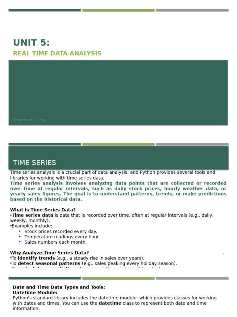 Unit 5 - Real Time Data Analysis | PDF | Time Series | Quartile