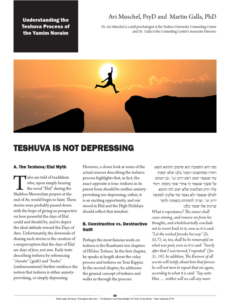 Understanding The Teshuva Process of The Yamim Noraim | PDF | High Holy ...