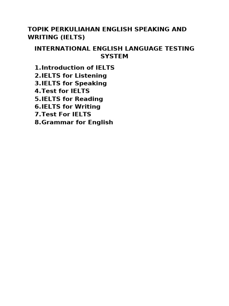 Outline Materi Ielts | PDF