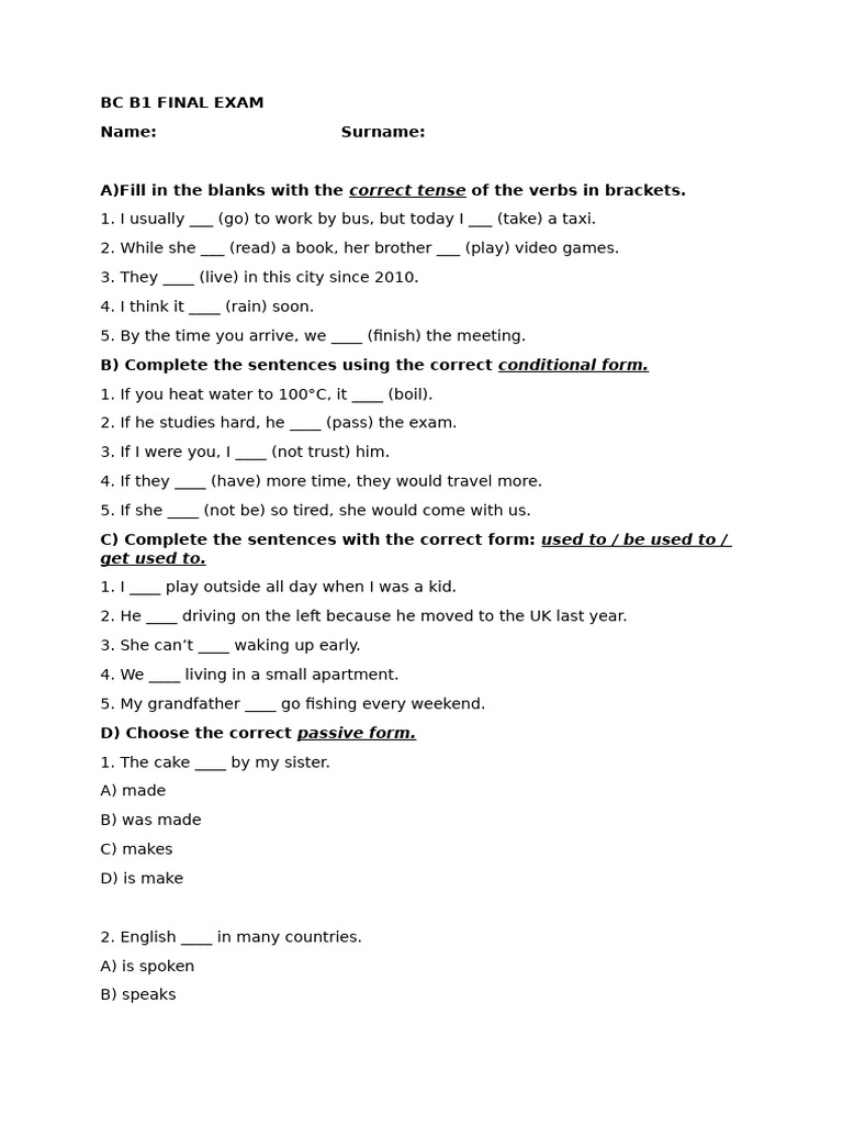 BC b1 Final Exam | PDF