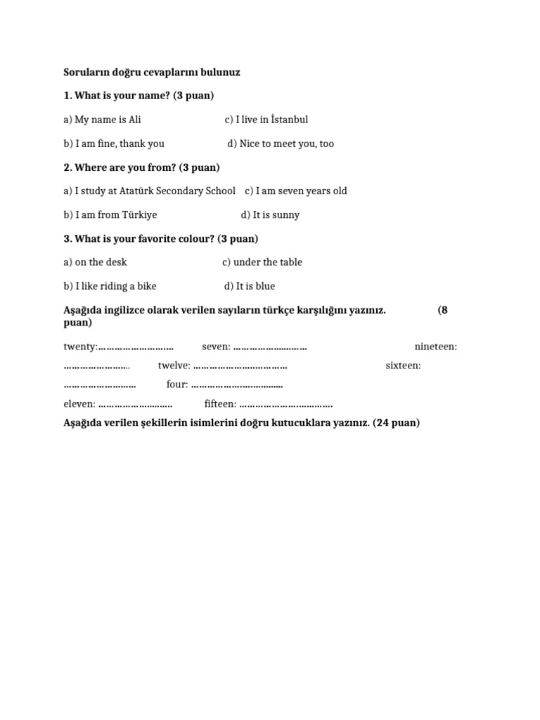 Welcome 1 Exam | PDF