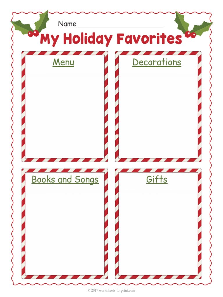 Holiday Writing Worksheet | PDF