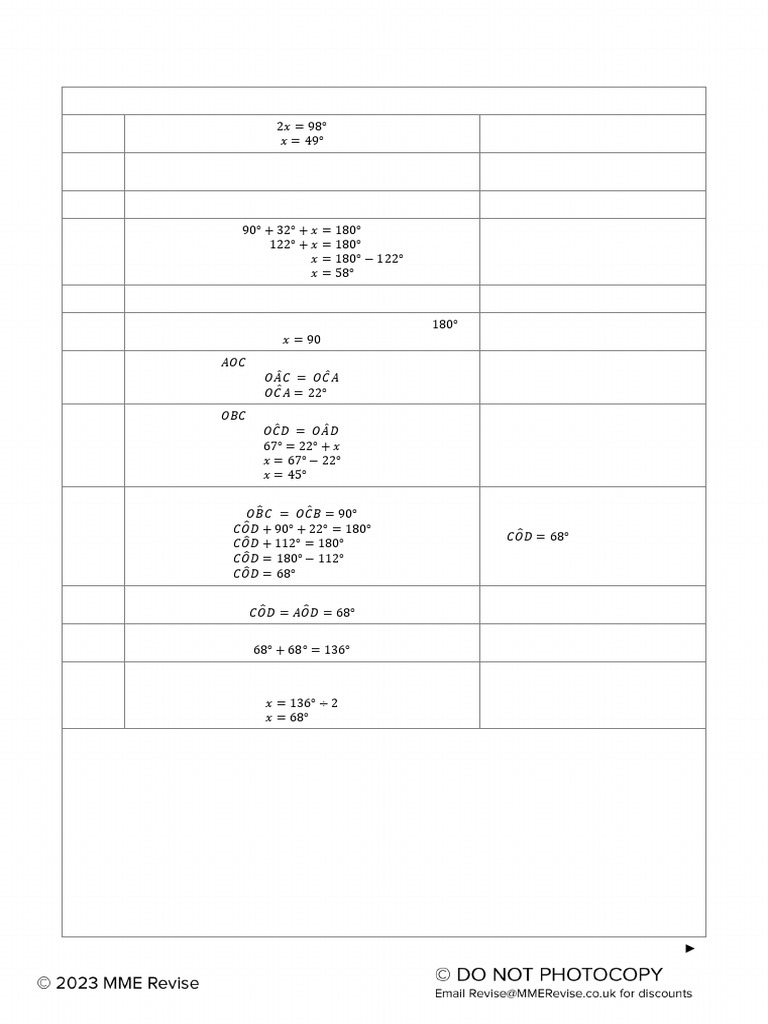 Circle Theorems Answers MME | PDF | Circle | Trigonometry