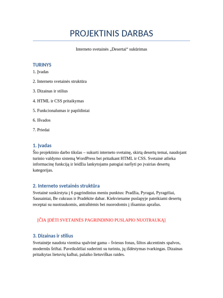 Projektinis Darbas Desertai | PDF
