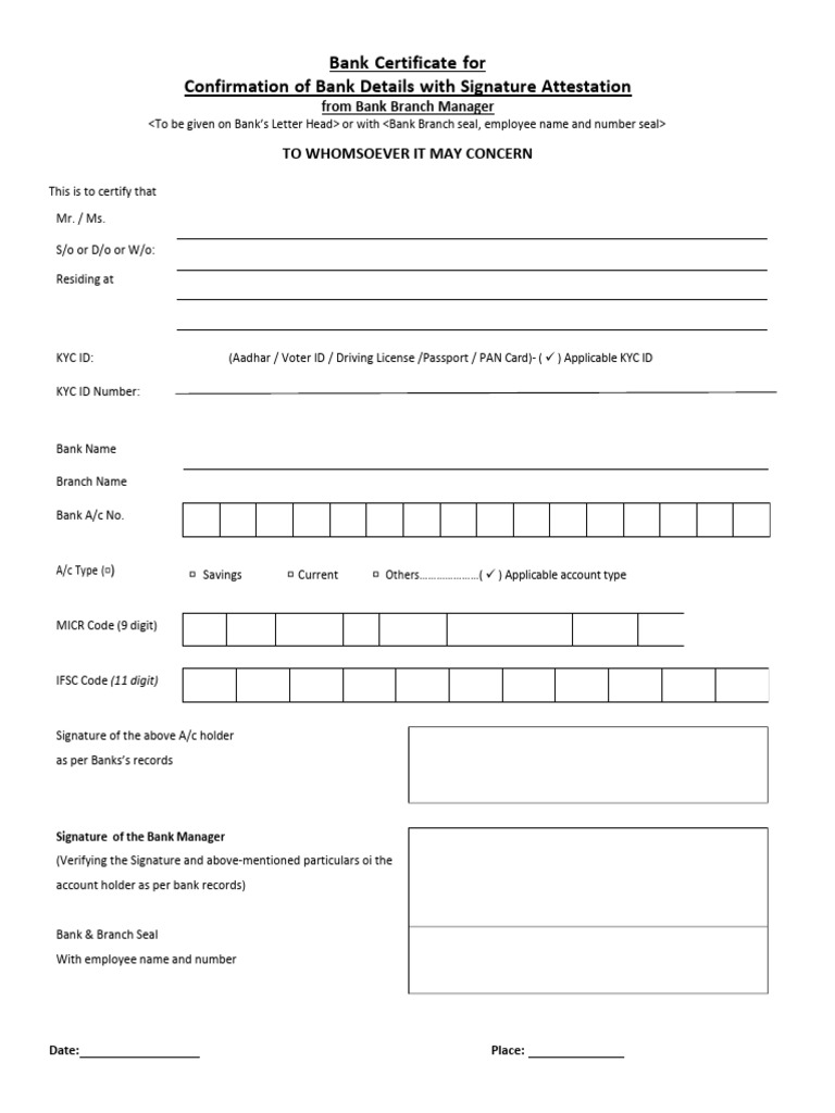 Bank Signature Verification Form | PDF