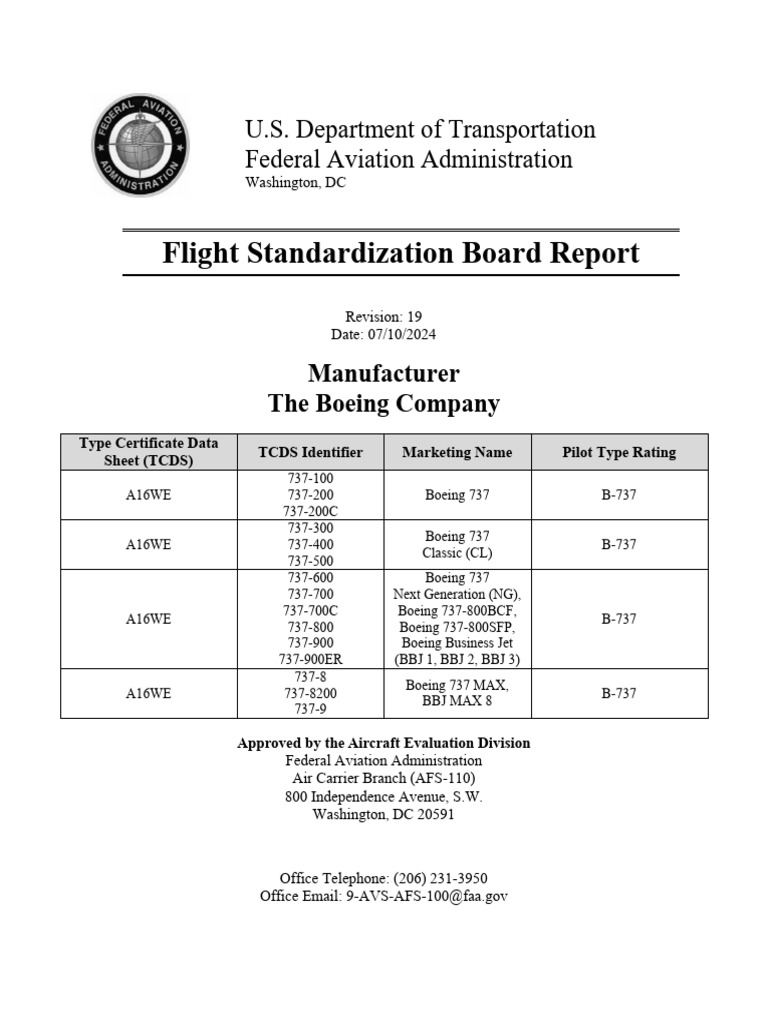 B-737 FSB Report (Rev 19) | PDF | Federal Aviation Administration ...