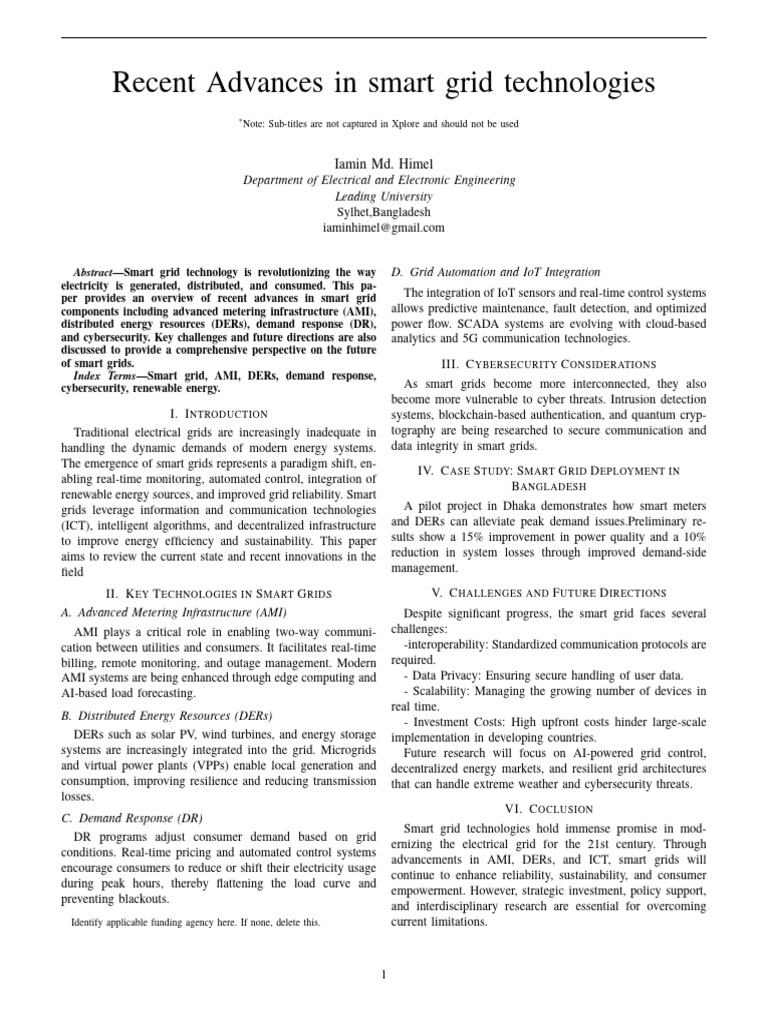 IEEE - Conference Paper by Himel | PDF | Smart Grid | Distributed ...