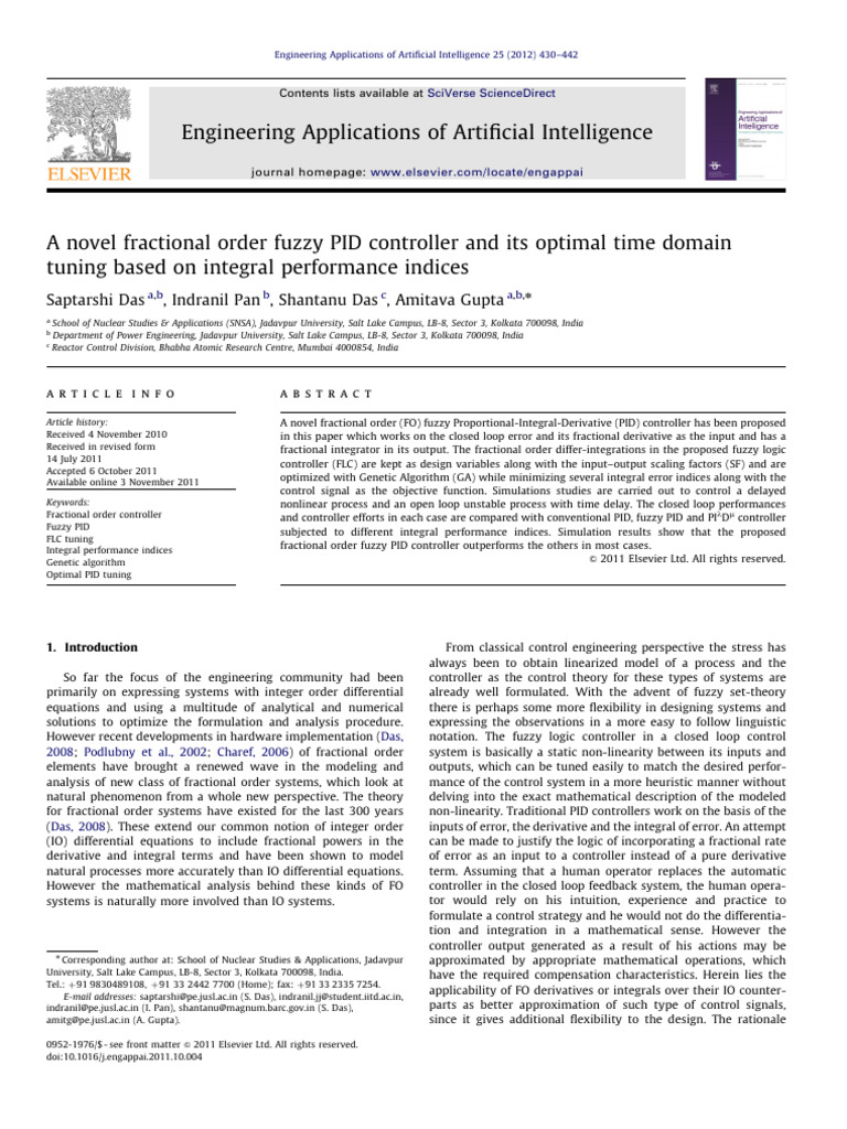 A Novel Fractional Order Fuzzy PID Controller and Its Optimal Time Domaintuning Based On ...