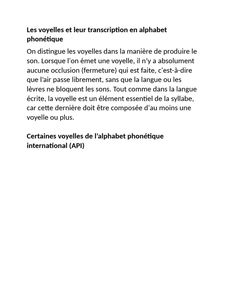 Voyelles de l'alphabet phonétique | PDF