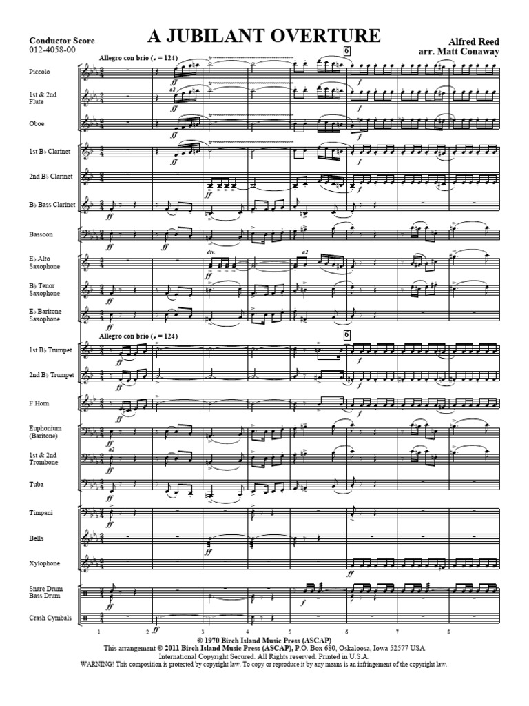 Jubilant Overture Conductor Score | PDF | Musical Compositions | Aerophones