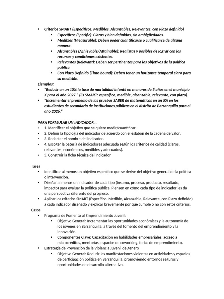 Criterios SMART para Indicadores de Políticas Públicas | PDF | Salud ...