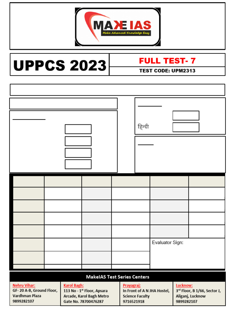 UPPCS 2023 Test Series Questions | PDF