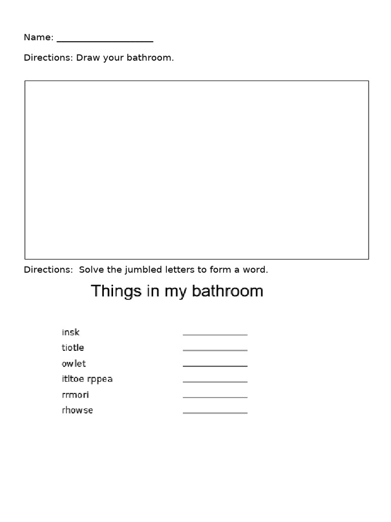 Things in The Bathroom Activity 4 | PDF