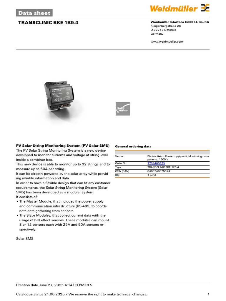 TRANSCLINIC BKE 1K5.4 en | PDF | Photovoltaic System | Electrical Engineering