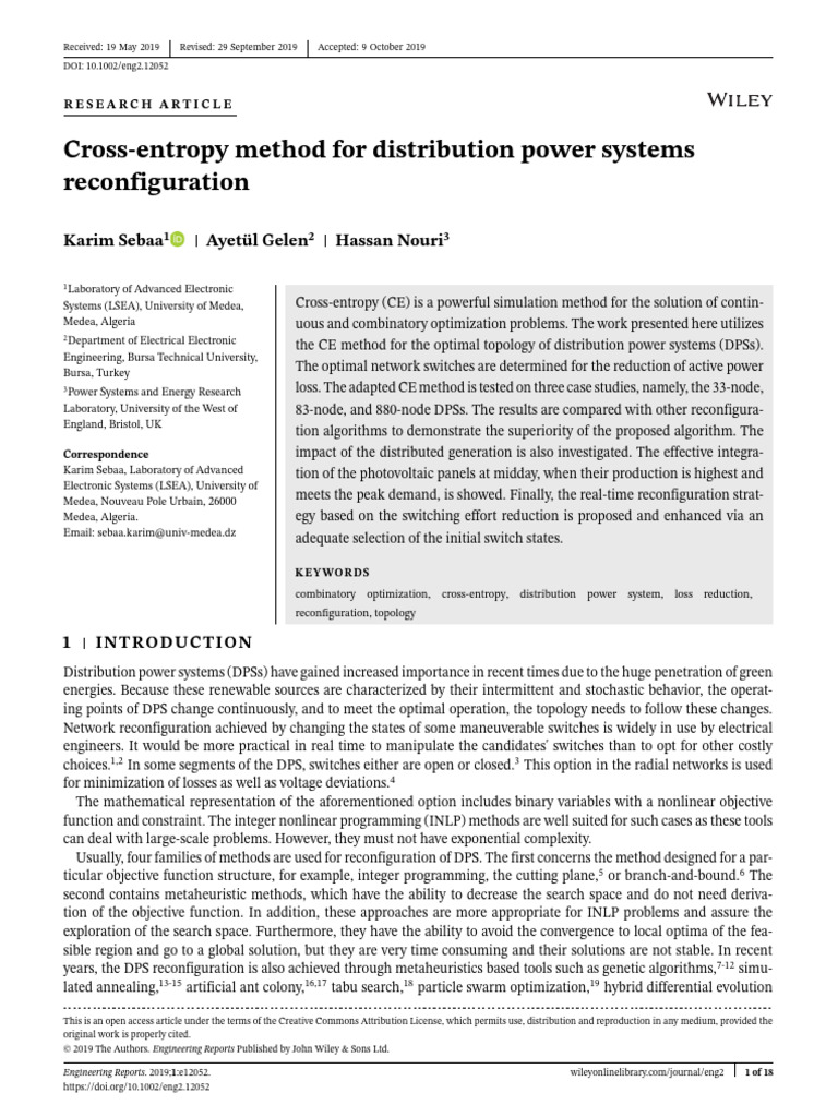 Cross-Entropy Method For Distribution Power System | PDF | Mathematical ...