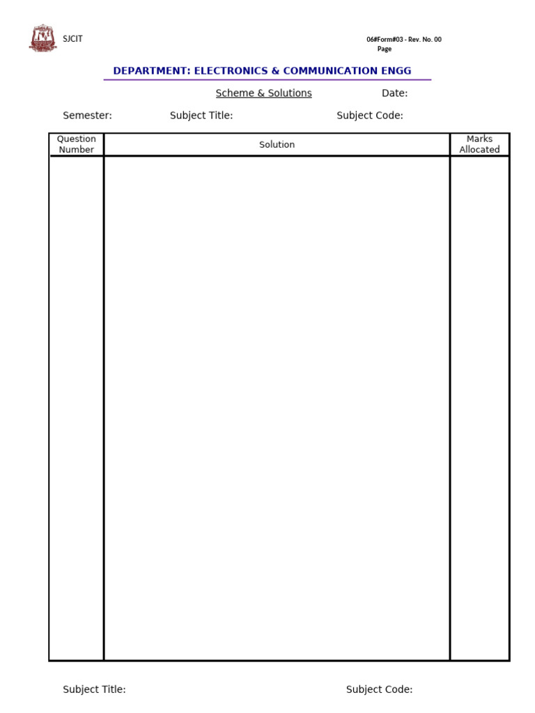Internal Test Scheme Format New | PDF