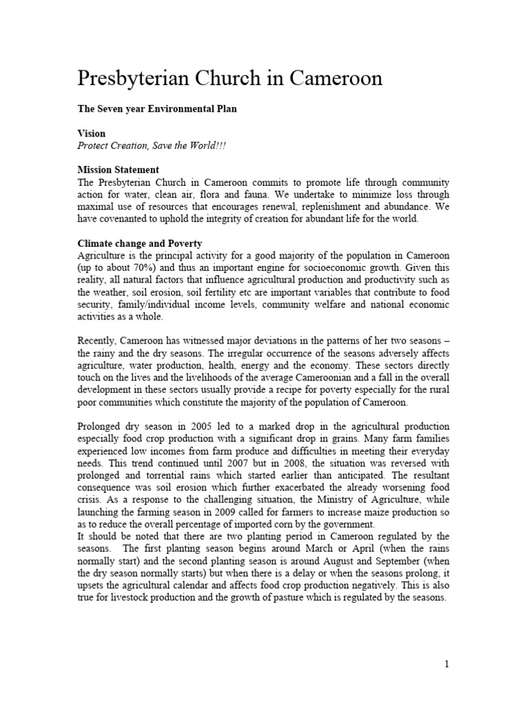 Christian Cameroon Presbyterian 7YP | PDF | Agriculture | Natural Environment