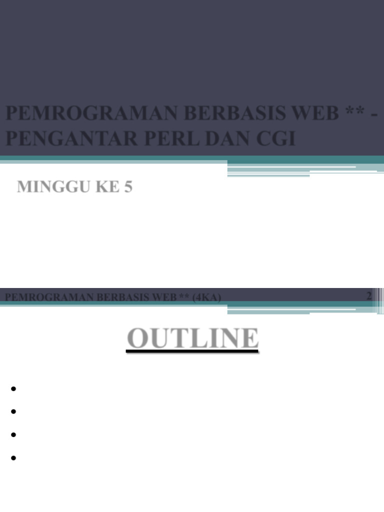 Pemrograman Berbasis Web (4ka) - m5 - Pengantar Perl Dan Cgi | PDF