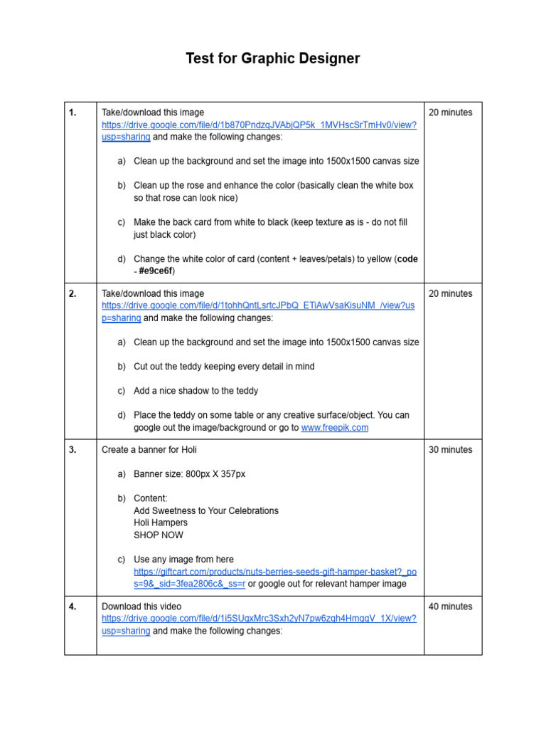 Test For Graphic Designer (Fresher) | PDF