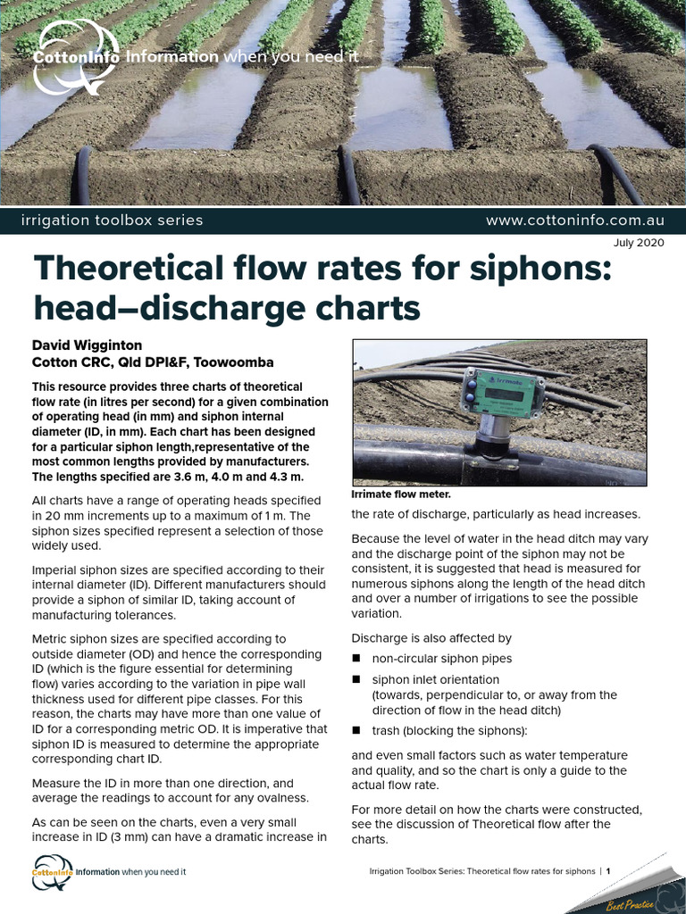 Siphon Flow Rate Charts for Irrigation | PDF | Continuum Mechanics ...