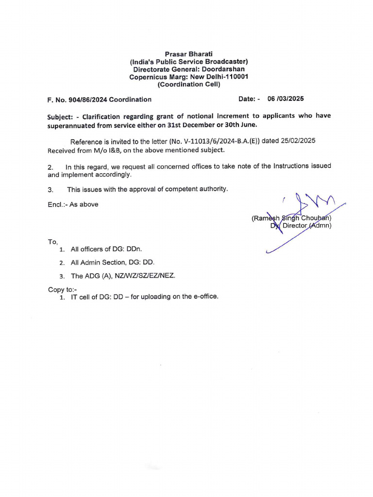 CircularClarification Regarding Grant of Notional Increment | PDF