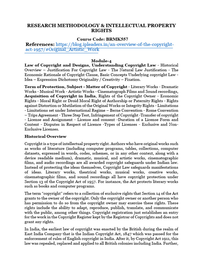 Brmk557 Rm&Ipr Module 4 | PDF | Copyright | Musical Compositions