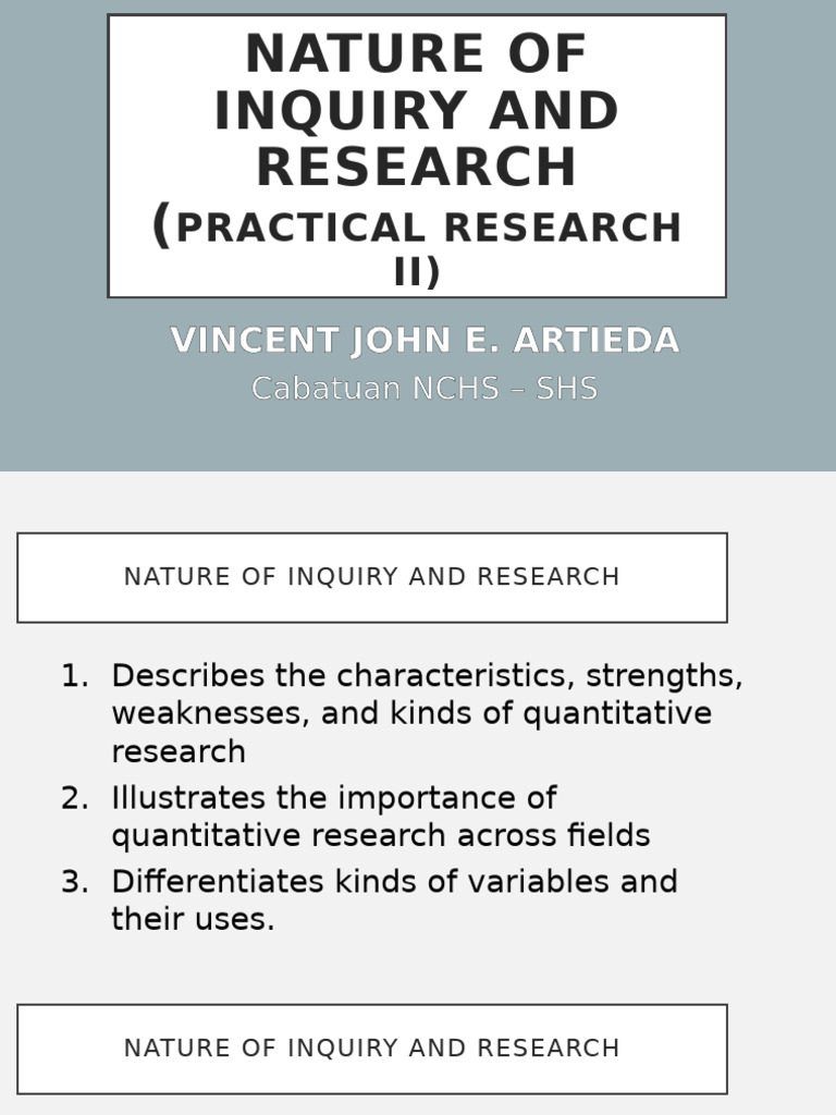 Module-1 Nature and Inquiry of Research1 | PDF | Quantitative Research ...