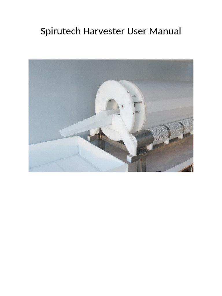 Spirutech Harvester User Manual 2019 | PDF | Filtration | Valve