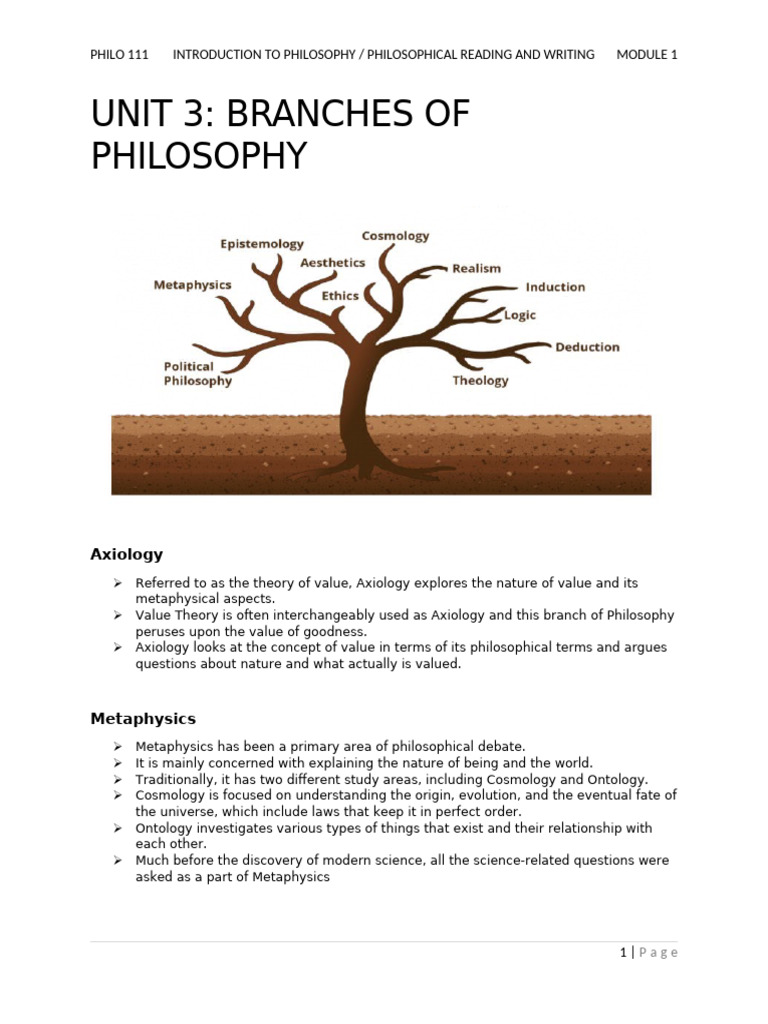 Unit 3 Branches of Philosophy | PDF | Epistemology | Metaphysics