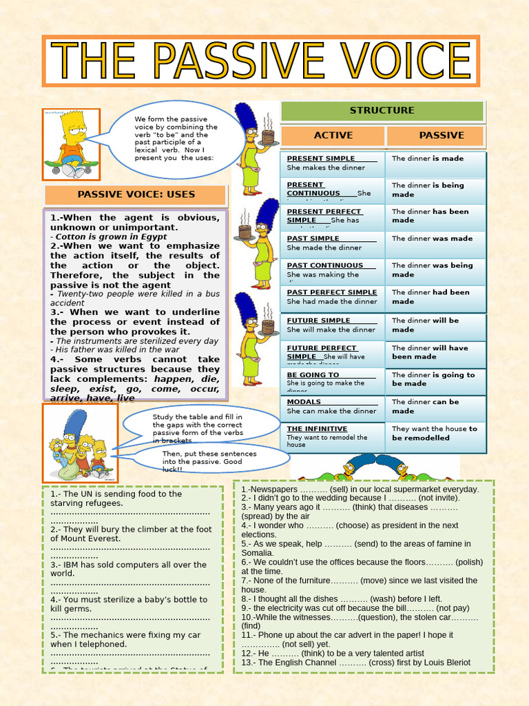 Simple Present Passive Voice Exercise | PDF | Verb | Perfect (Grammar)