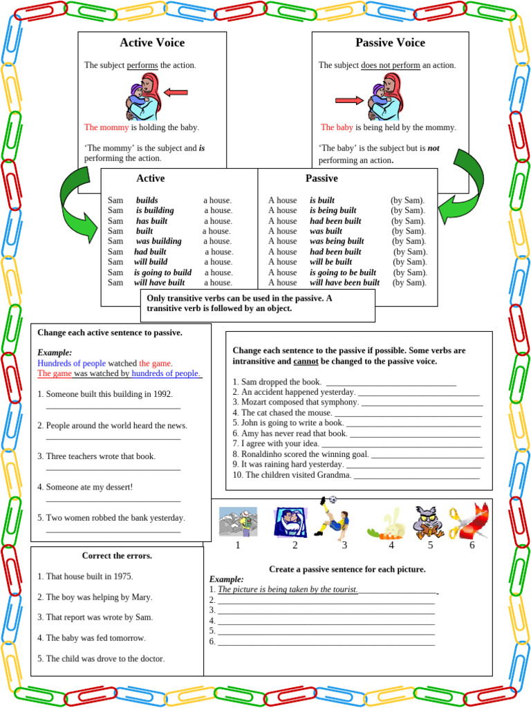 Active and Passive Voices 01 - WORKSHEET | PDF | Subject (Grammar) | Verb