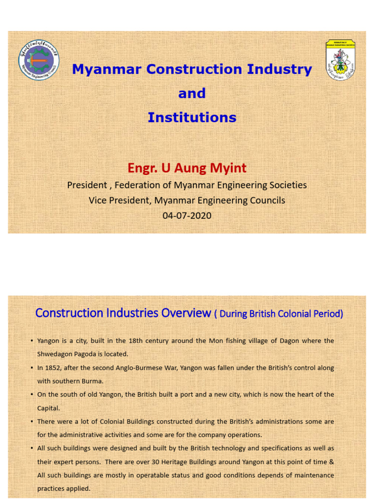 Eng U Aung Myint Fed. MES - Myanmar Construction Industry and ...