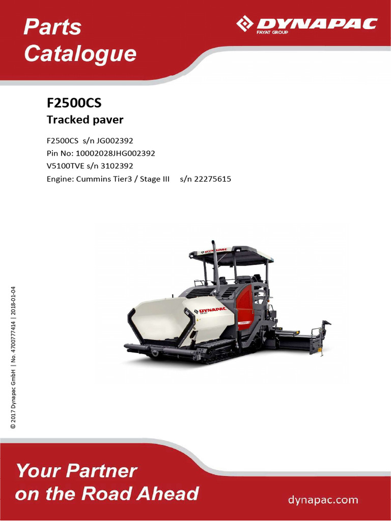 Dynapac F2500CS Spare Parts List | PDF | Manufactured Goods | Vehicles