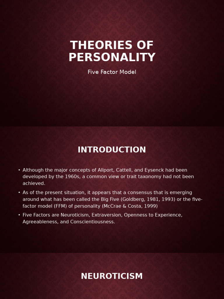 Five-Factor Model of Personality | PDF | Extraversion And Introversion | Social Psychology