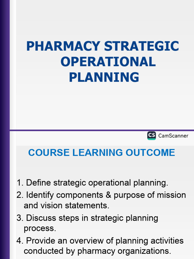 Pharmacy Strategic Operational Planning | PDF | Strategic Planning | Goal