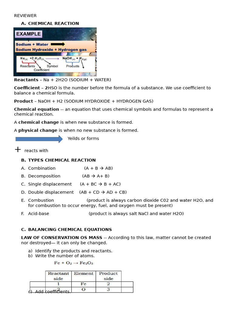 Reviewer On Chemical Reaction | PDF