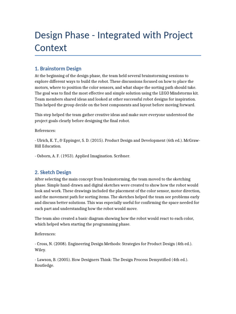 Robot Design Phase Overview | PDF | Design | Robot