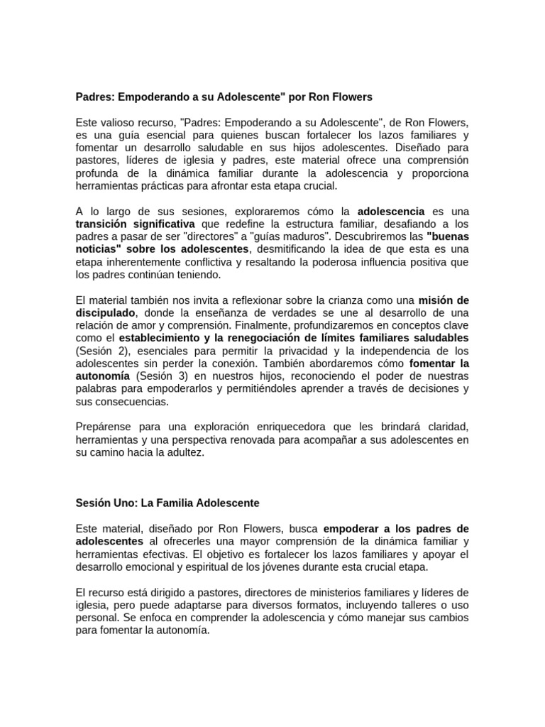 Padres Empoderando A Tu Adolescente | PDF | Adultos | Adolescencia