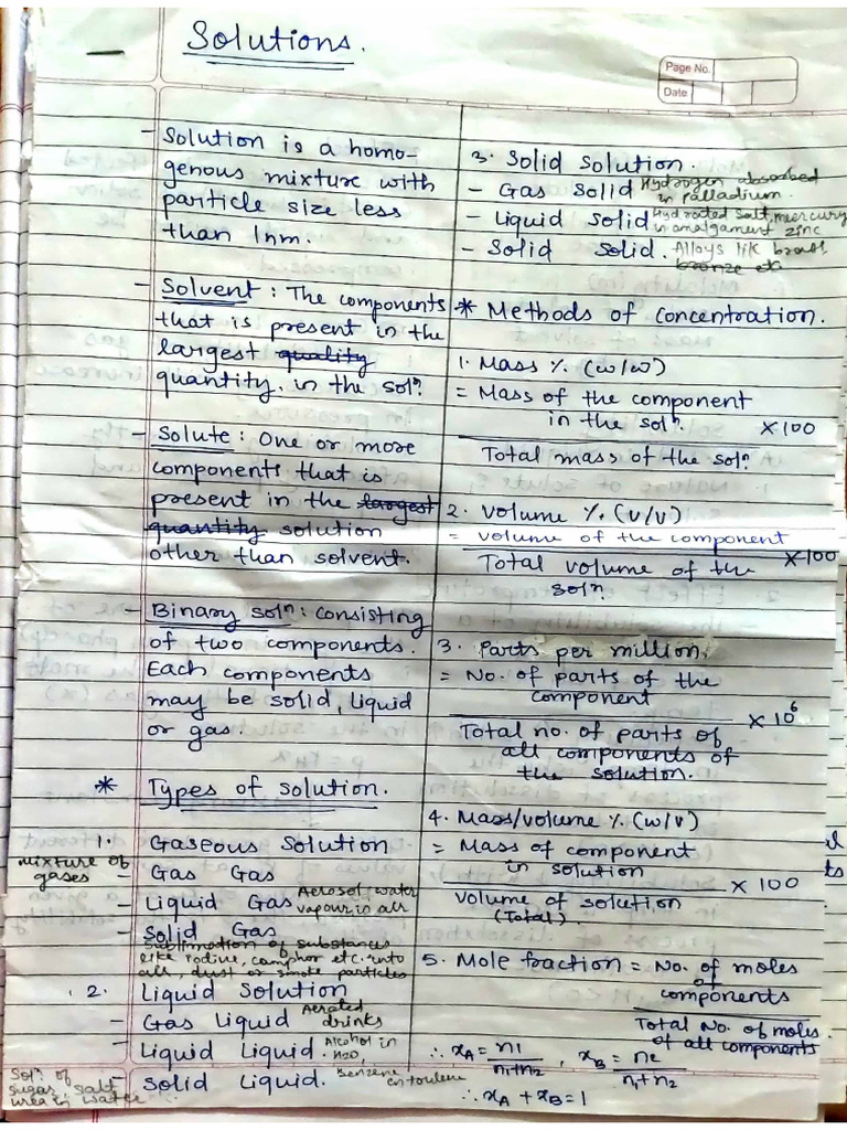 Chem Solutions Recap | PDF