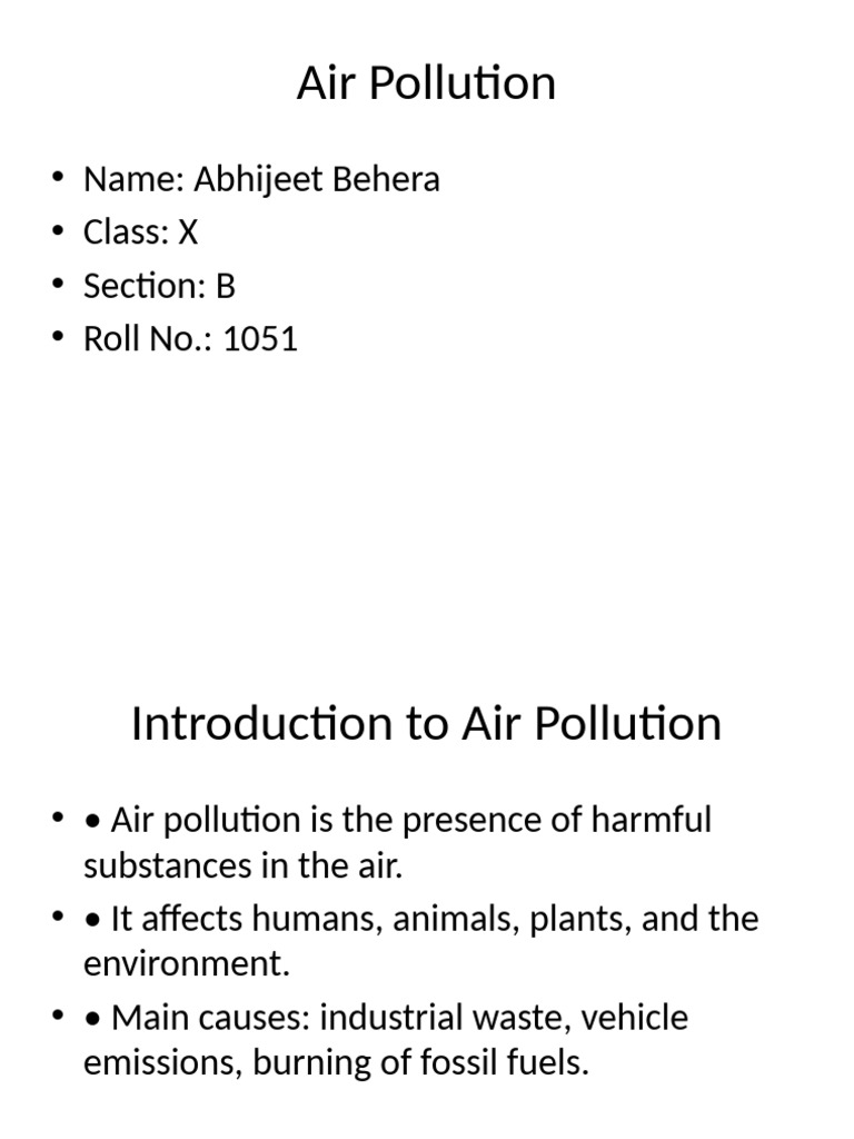 Air Pollution Presentation Abhijeet | PDF