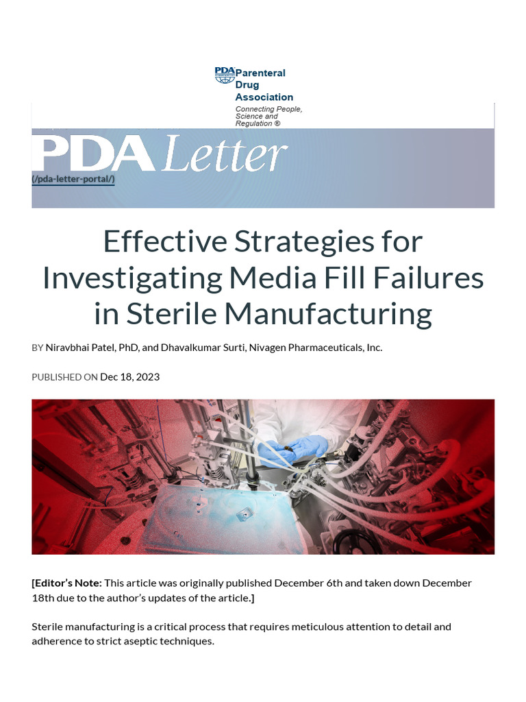 Effective Strategies For Investigation Media Fill Failures | PDF ...