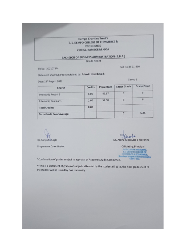 Document Marksheets | PDF