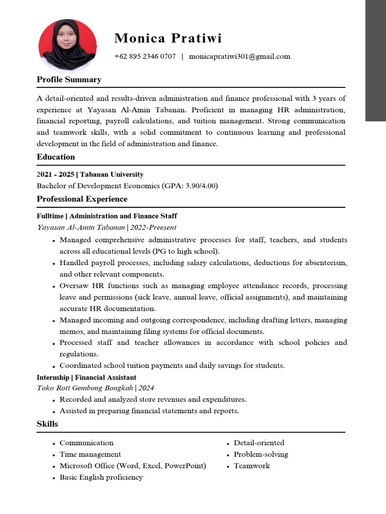 CV Monica Pratiwi | PDF