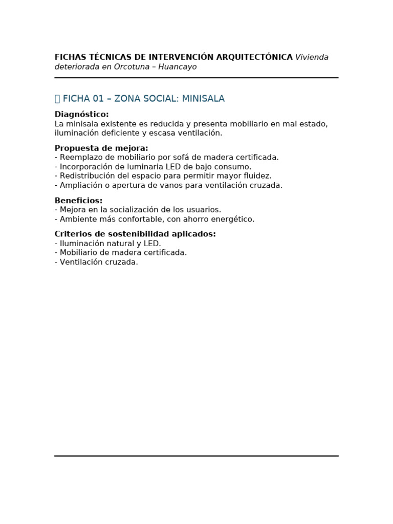 Fichas - Orcotuna | PDF | Ventilación (Arquitectura) | Sustentabilidad