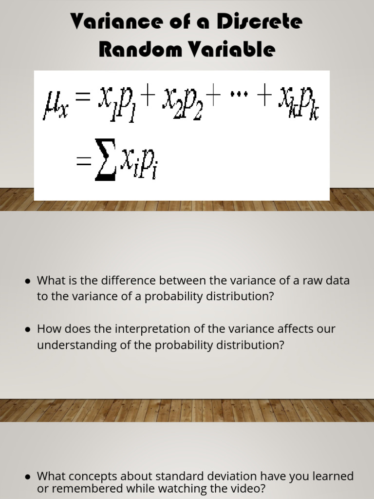 Variance of A Discrete Random Variable THURSDAY | PDF | Variance | Standard Deviation