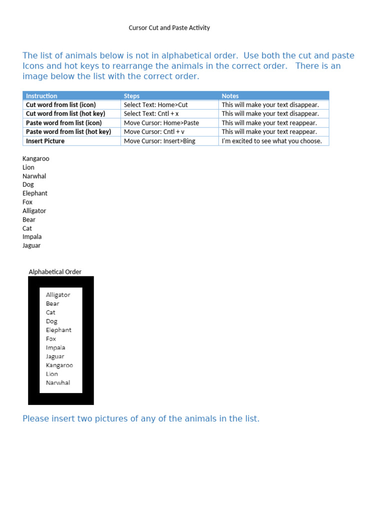 DGLT.a.M4.04 Cursor Cut and Paste Activity | PDF