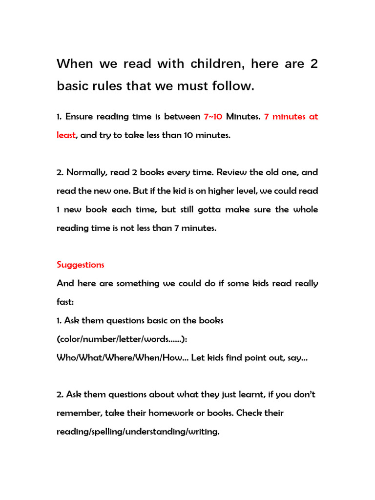 Reading Rules for Engaging Kids | PDF