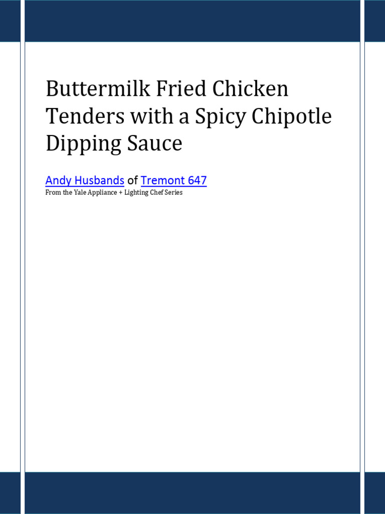 Buttermilk Fried Chicken Tenders Recipe | PDF
