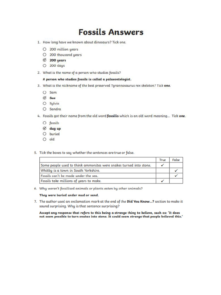 Bronze Reading Comprehension Answers | PDF